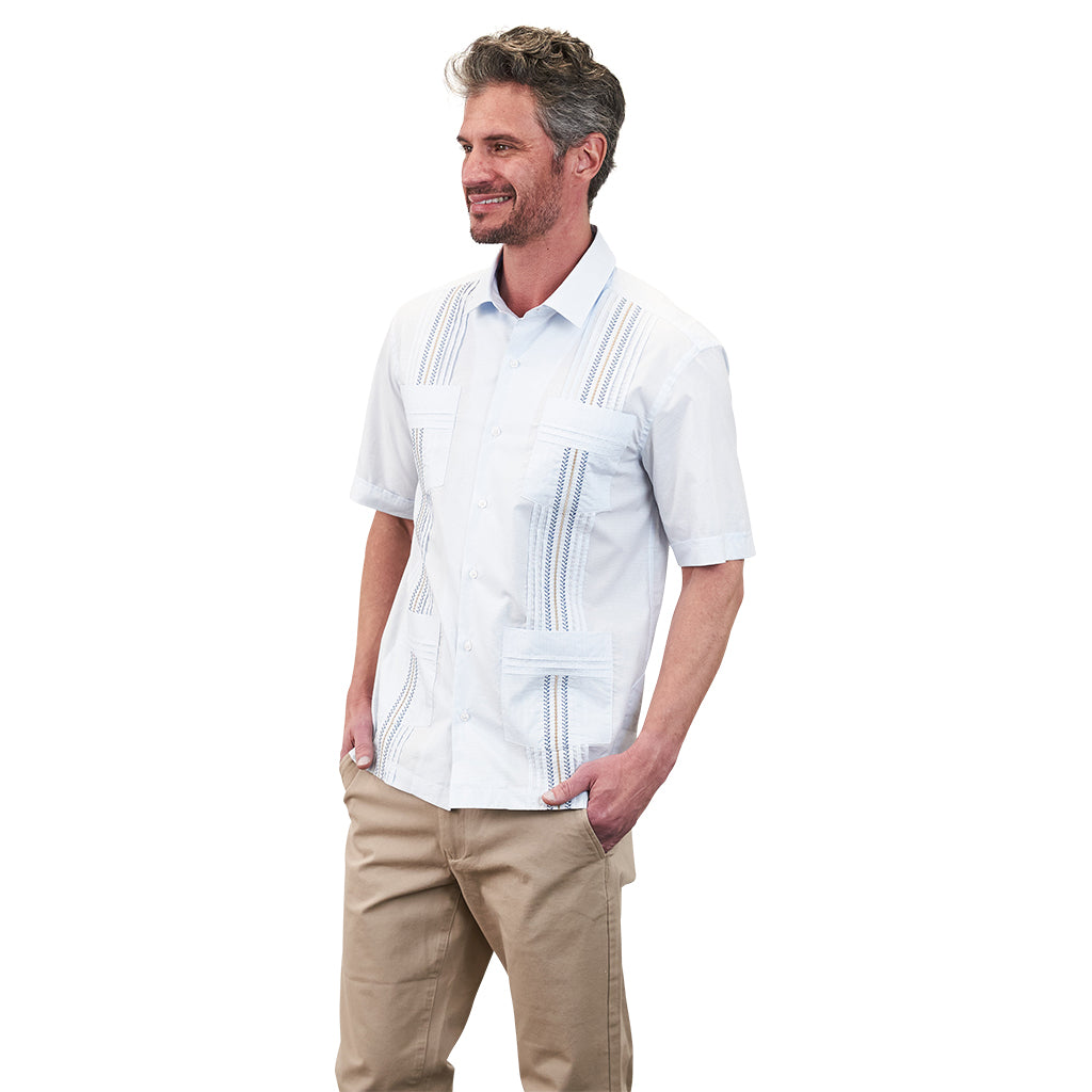 Panama Tailored Classic Guayabera - Blue – Paris Texas Apparel Co
