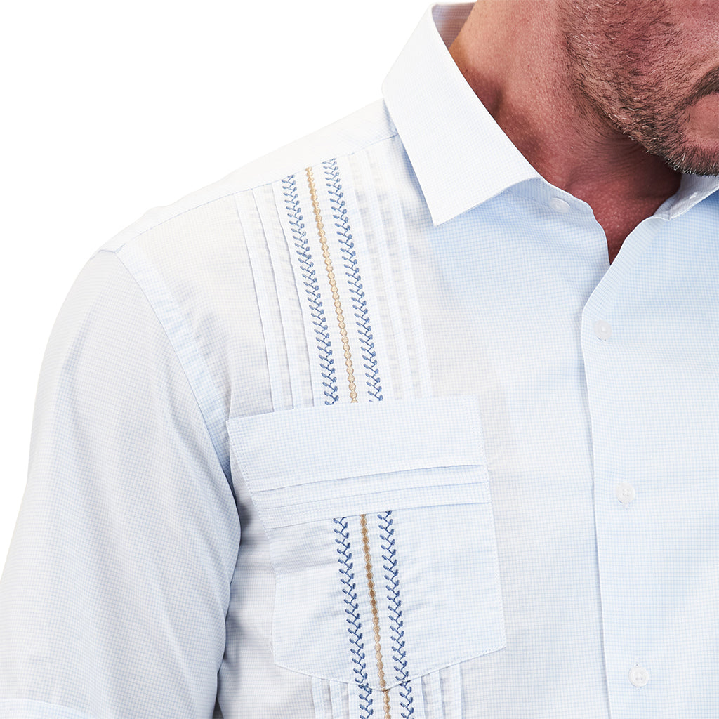 Panama Tailored Classic Guayabera - Blue – Paris Texas Apparel Co